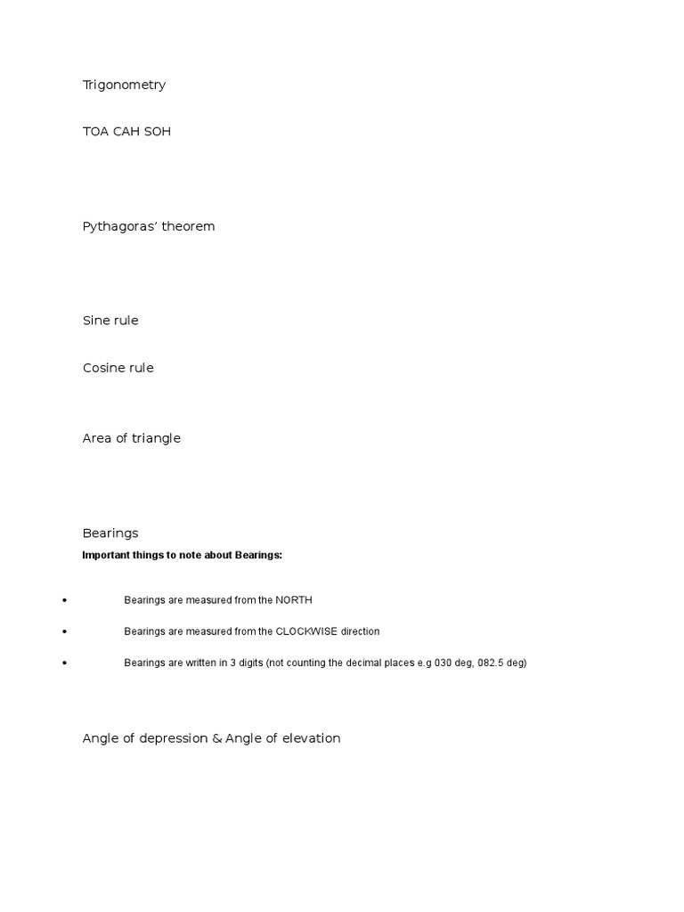 Trigonometry: Important Things To Note About Bearings | PDF