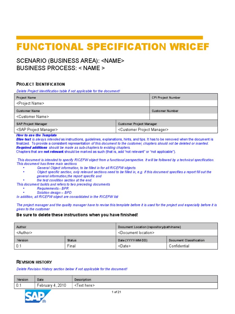 Functional Specification Template WRICEF | PDF | Computers