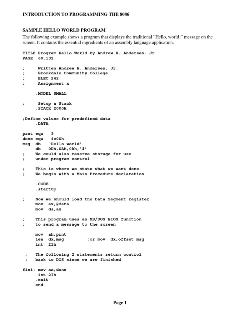 Appendix C Assembly Language Instruction Set 