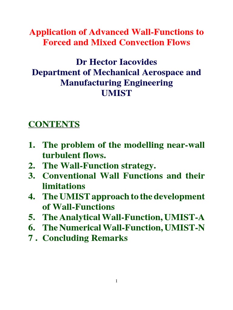 Application of Advanced Wall-Functions To Forced and Mixed Convection ...