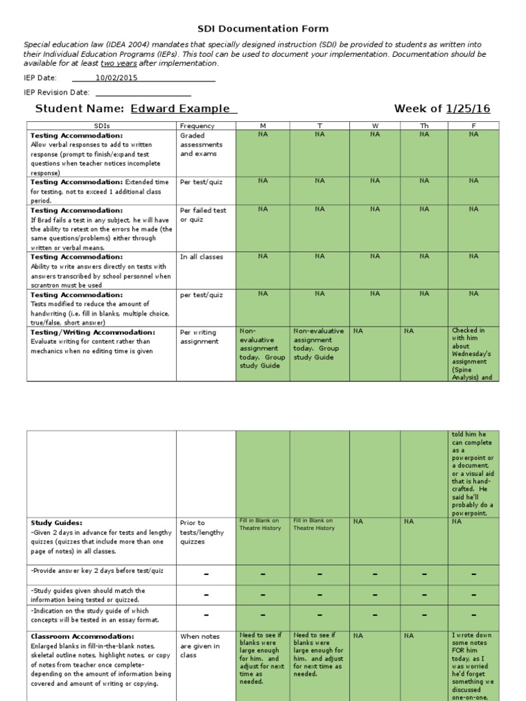 Sdi Sample | PDF | Individualized Education Program | Test (Assessment)