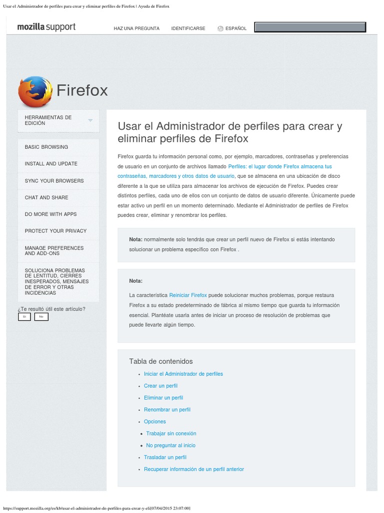 Crear y gestionar perfiles en Firefox | PDF | Firefox | Archivo de computadora