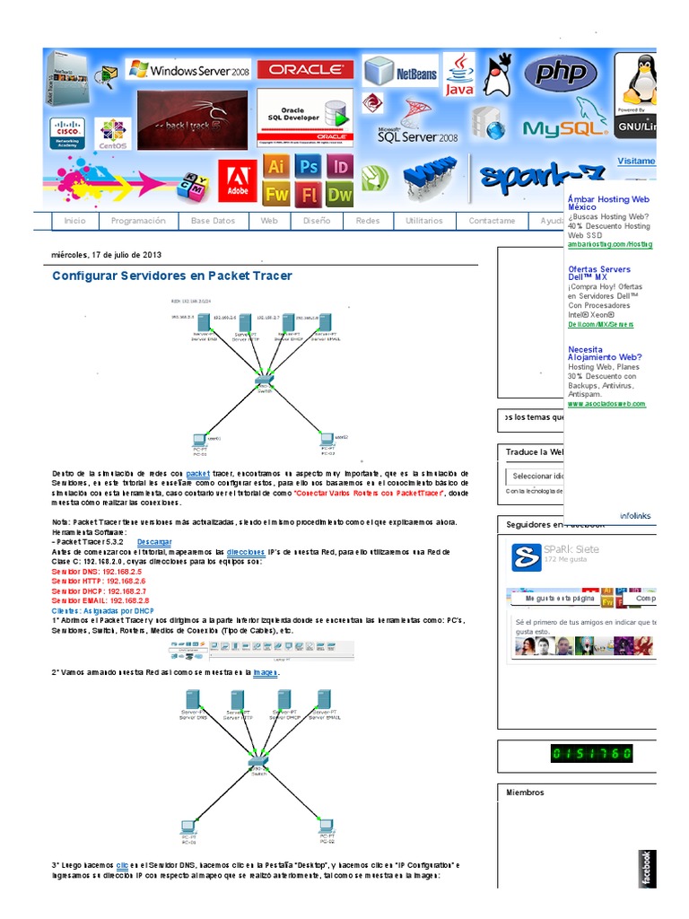 Configurar Servidores en Packet Tracer - SPaRk | PDF | Servidor web | Internet y web