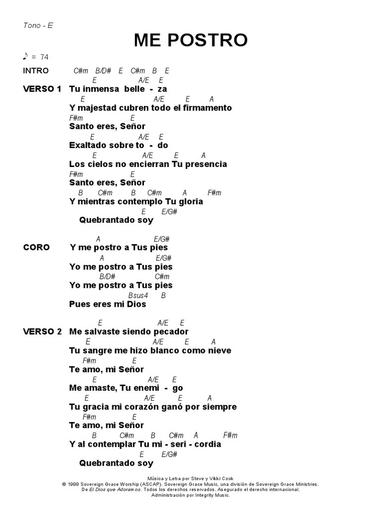 Me Postro a Tus Pies - Letra y Acordes | PDF | Entretenimiento (general ...