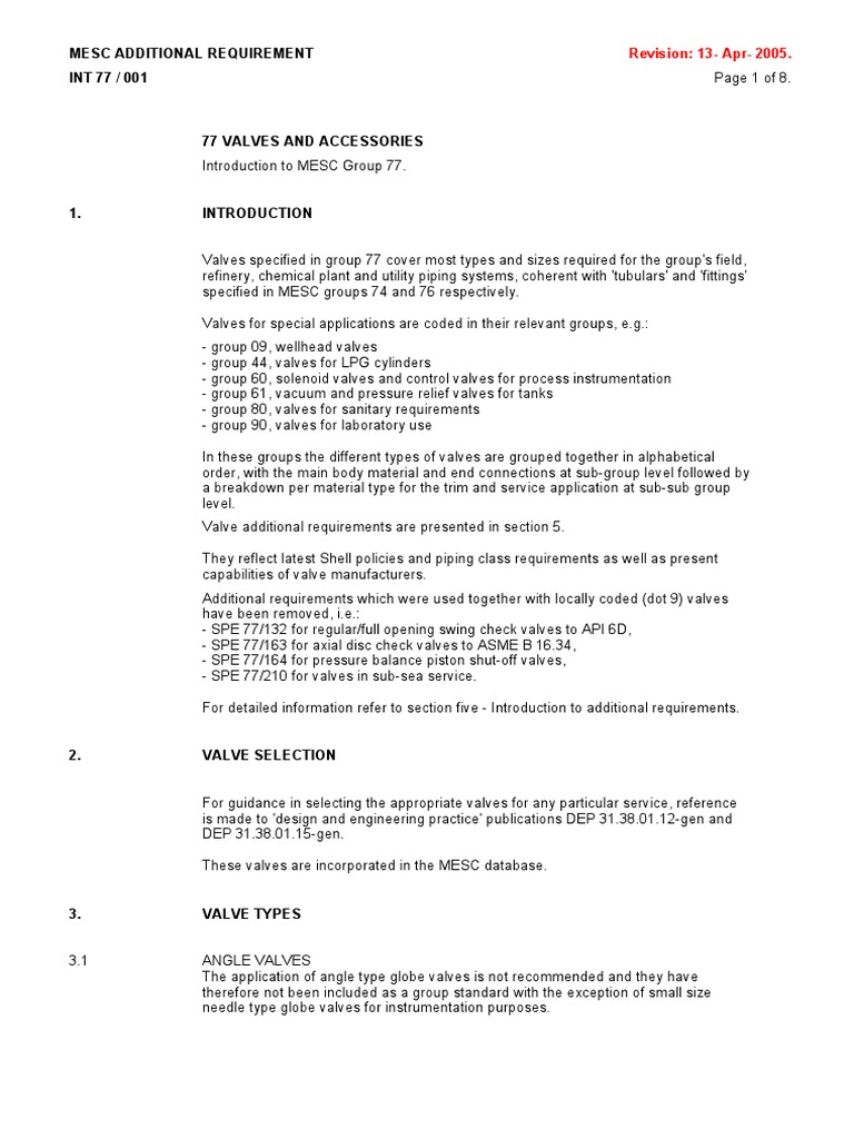 Introduction To Mesc Group 77 PDF | PDF | Valve | Hydraulic Engineering