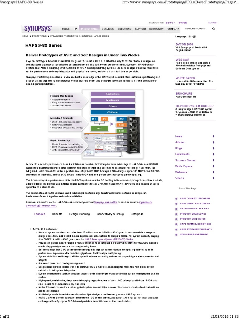SYNOPSYS HAPS-80 Claims ASIC and SoC Design Delivery Under 2 Weeks ...