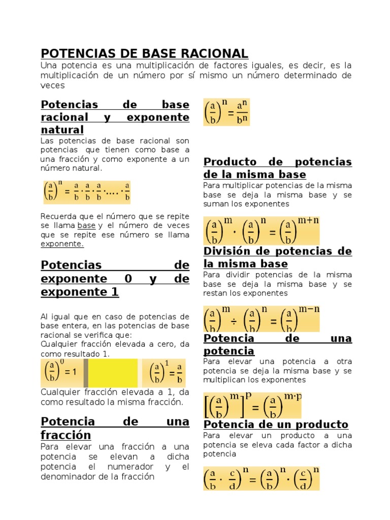 Potencias de Base Racional | PDF