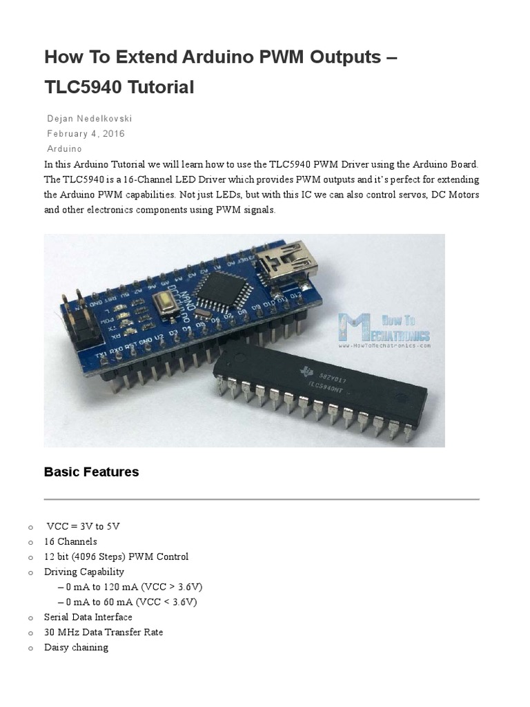 How To Extend Arduino Pwm Outputs Pdf Subroutine Arduino