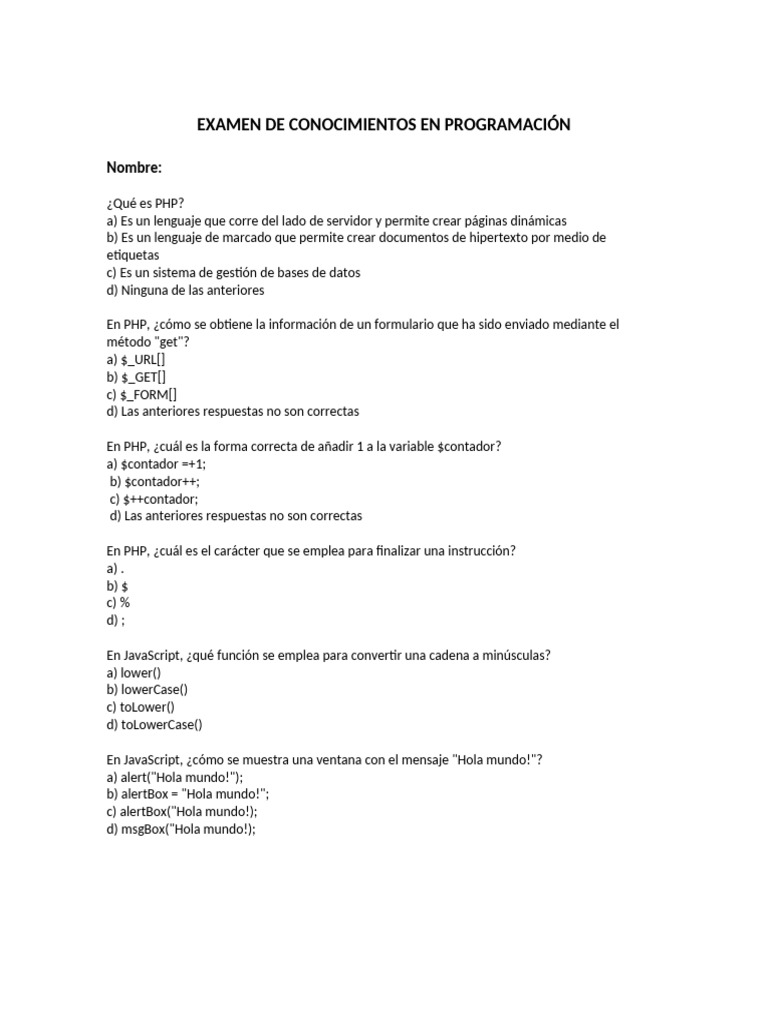 Examen PHP Mysql - SR 2 | PDF | Php | Redes