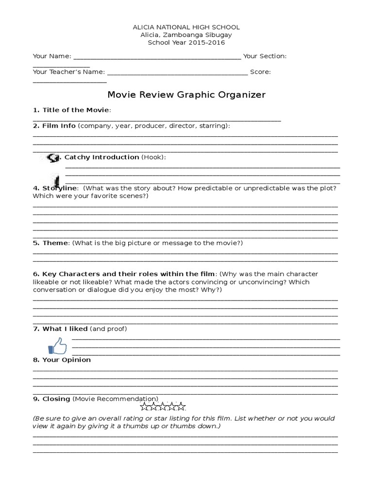 Movie Review Graphic Organizer Template | PDF | Career & Growth | Business