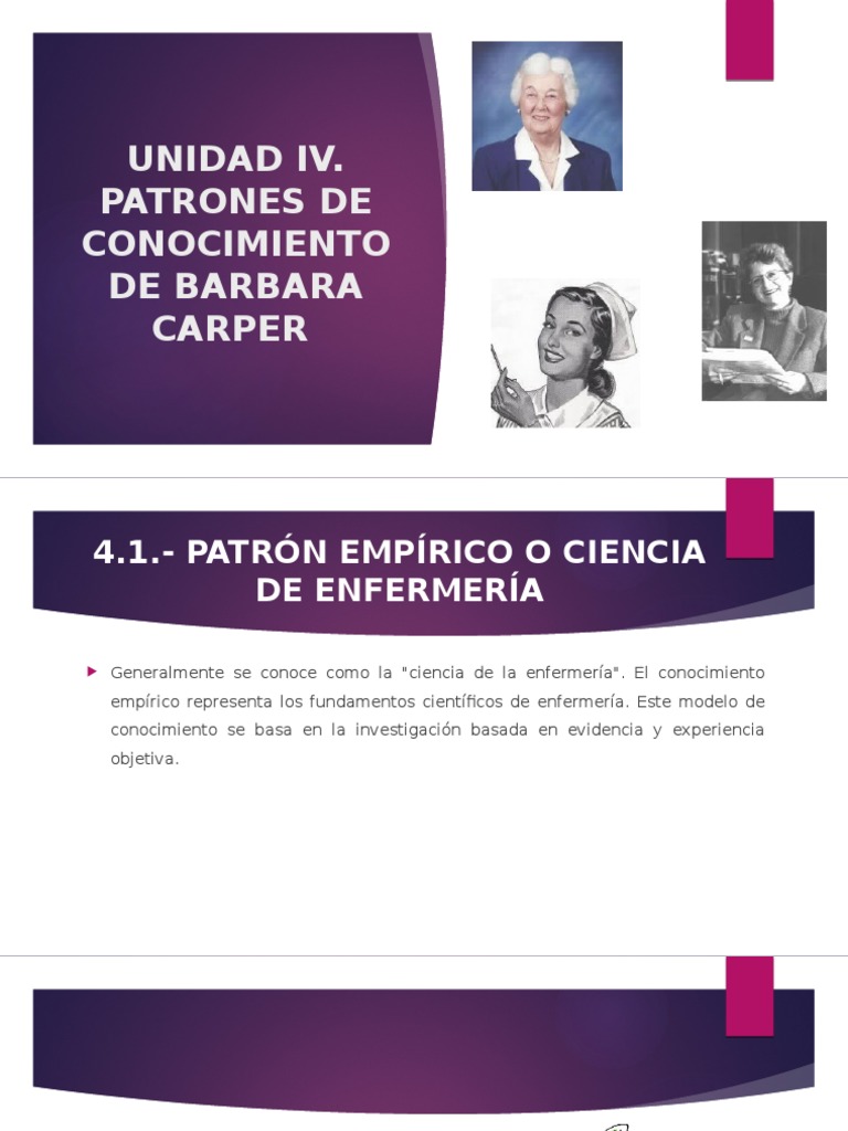 Patrones de Barbara Carper | PDF | Conocimiento | Enfermería