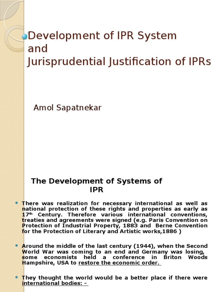Development of IP System and Jurisprudential Justification of IPRs | PDF | Intellectual Property ...