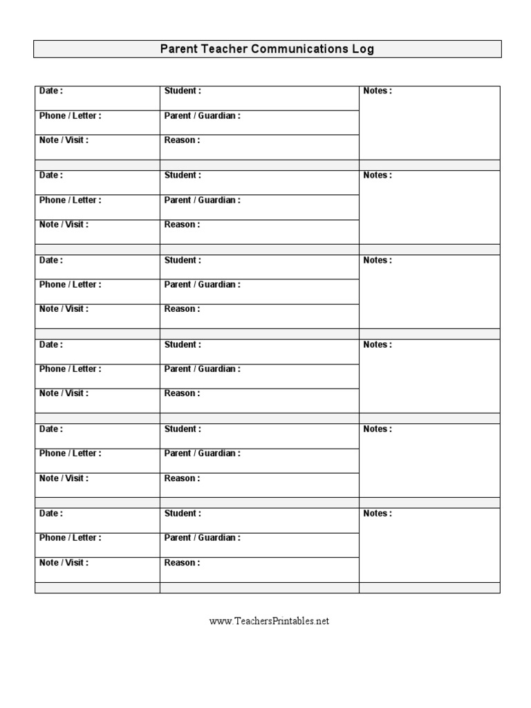 Parent Teacher Log | PDF | Language Arts & Discipline