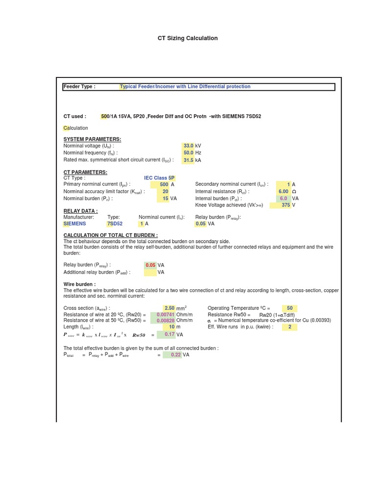 CT Sizing | PDF | Electrical Resistance And Conductance | Electrical ...