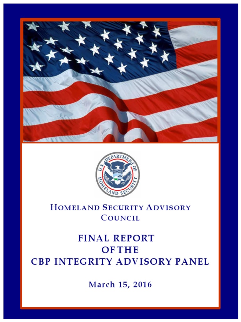 CBP Integrity Advisory Panel Report | PDF | U.S. Customs And Border ...