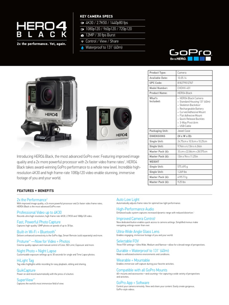 Brochure - GoPro HERO 4 | PDF | Media Technology | Imaging