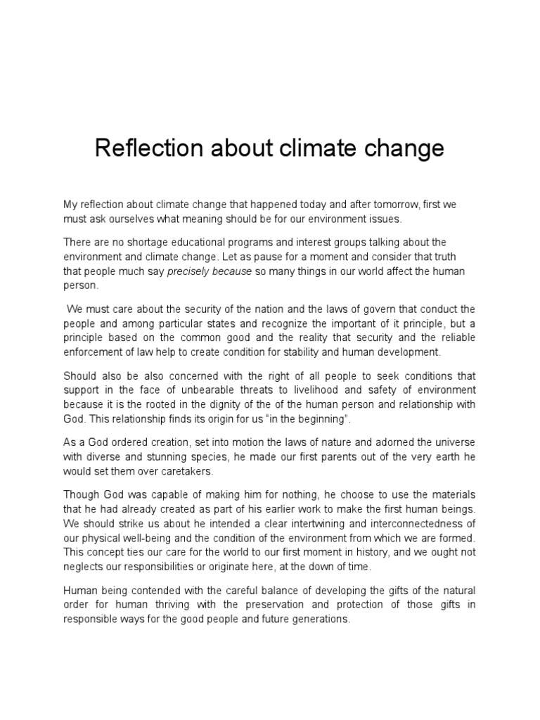Reflection about climate change.docx | Air Pollution | Natural Environment