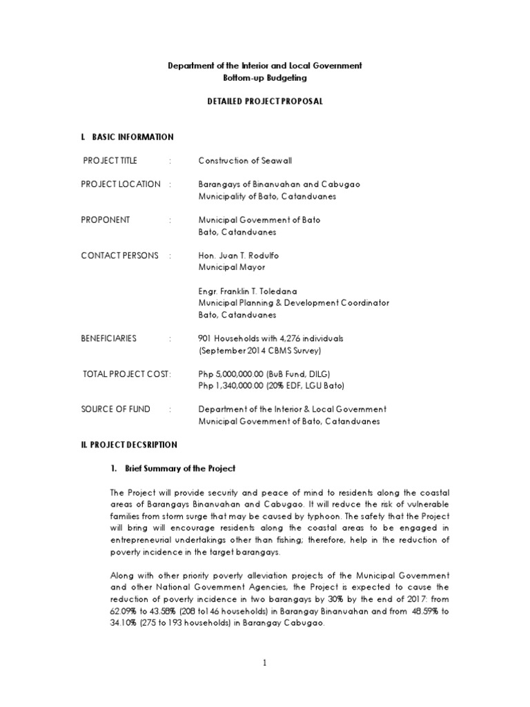 Project Proposal - Sea Wall | PDF | Sustainability | Local Government