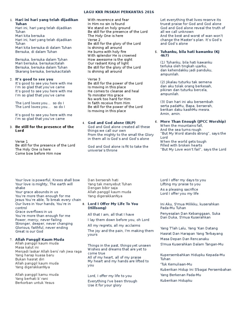 Rev - Lagu KKR Paskah Perkantas 2016 | PDF | Religious Faiths | Monotheism