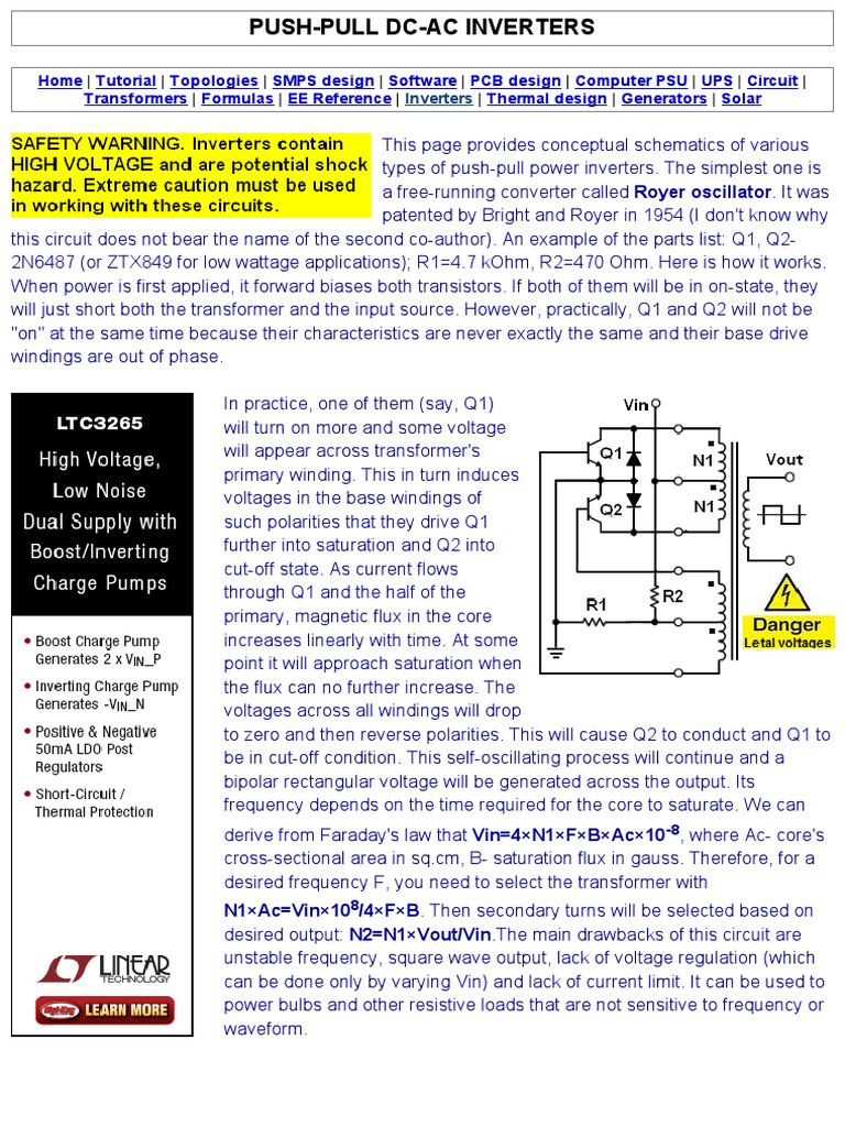 Push Pull DC AC Inverters | PDF | Power Inverter | Transformer