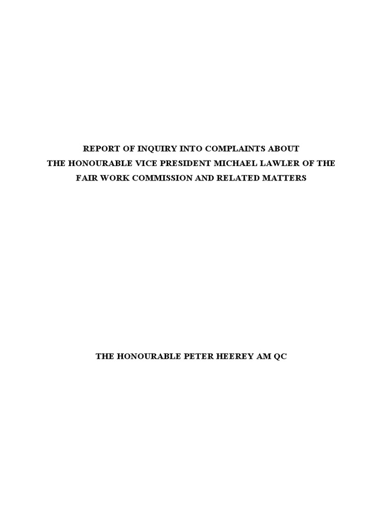 Peter Heerey QC Report Into Michael Lawler | PDF | Judge | Mediation