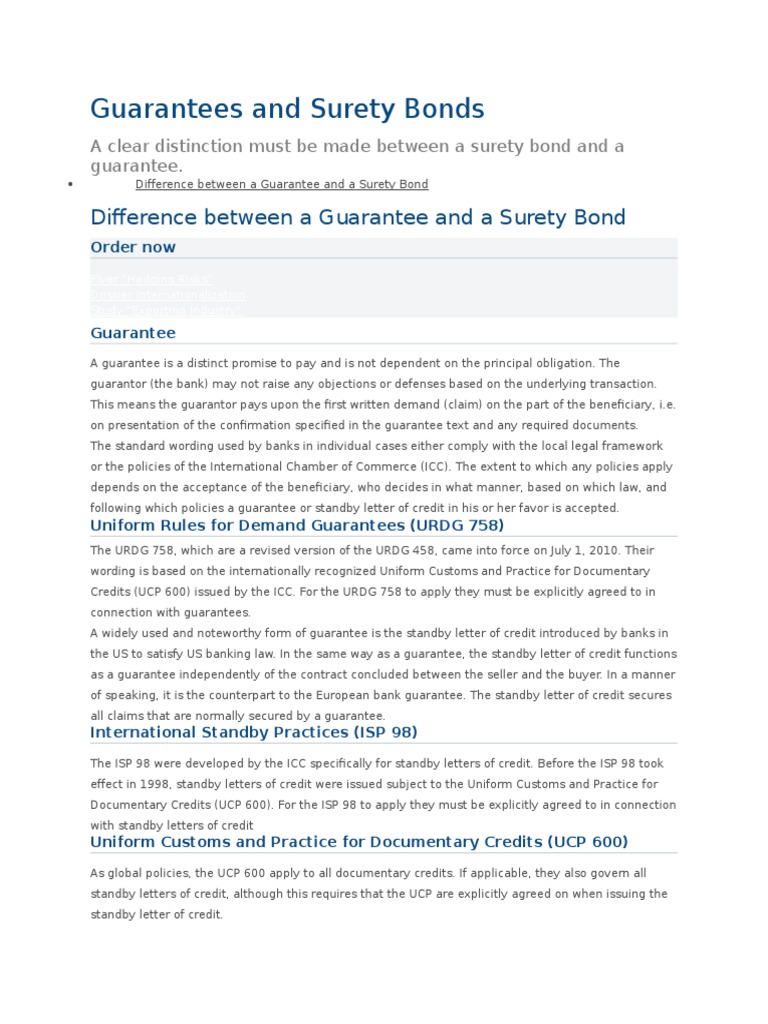 Guarantees and Surety Bonds | PDF | Guarantee | Surety