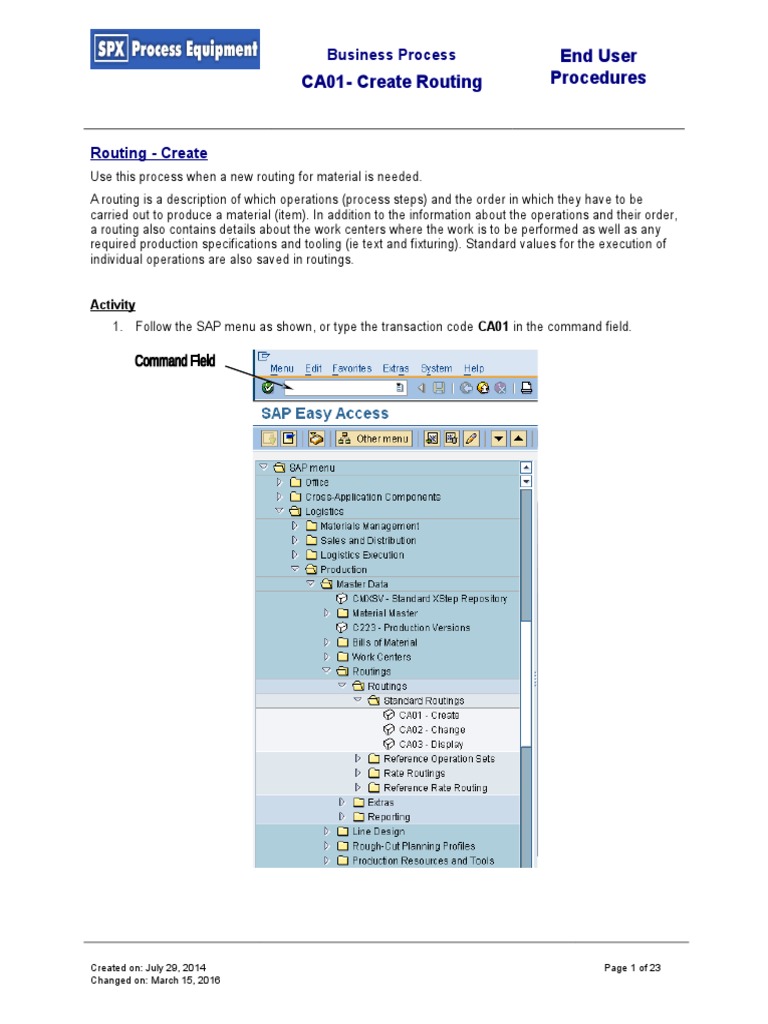 CA 01 Create Routing | PDF | Business Process | C (Programming Language)