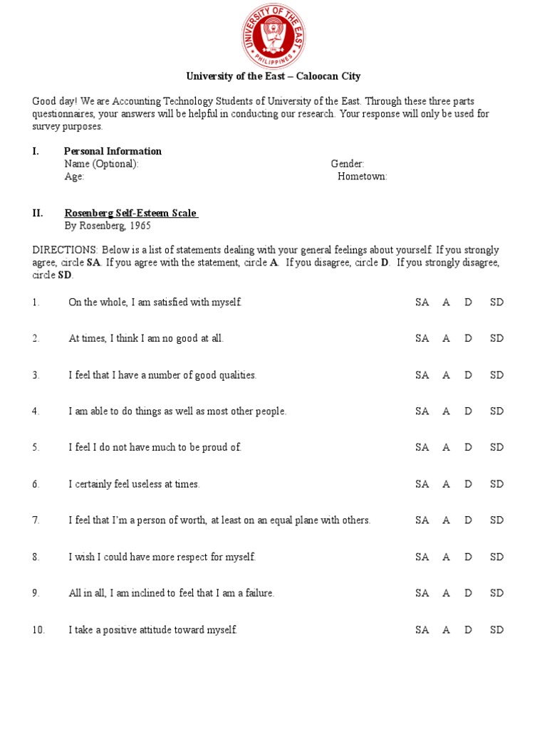Self-Esteem and Communication Survey | PDF | Conversation | Questionnaire