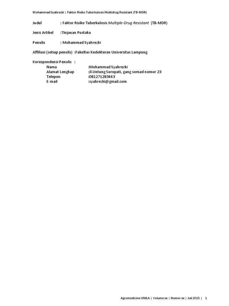 Faktor Risiko TB MDR | PDF