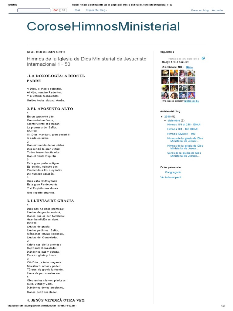 Ministerial - Himnos de La Iglesia de Dios Ministerial de Jesucristo Internacional 1 - 50 PDF ...