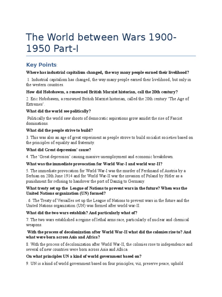 The World Between Wars 1900-1950 Part-I | PDF | Nationalism | Nation State