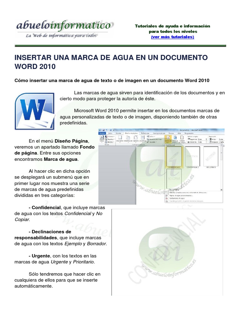 Insertar una marco de agua en un documento Word 2010 | Microsoft Word ...