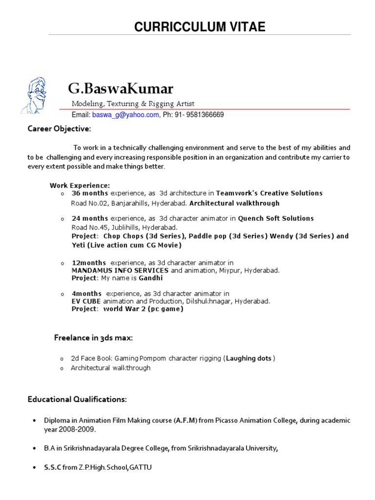 3D Artist CV: Modeling & Animation Expert | PDF | Career & Growth