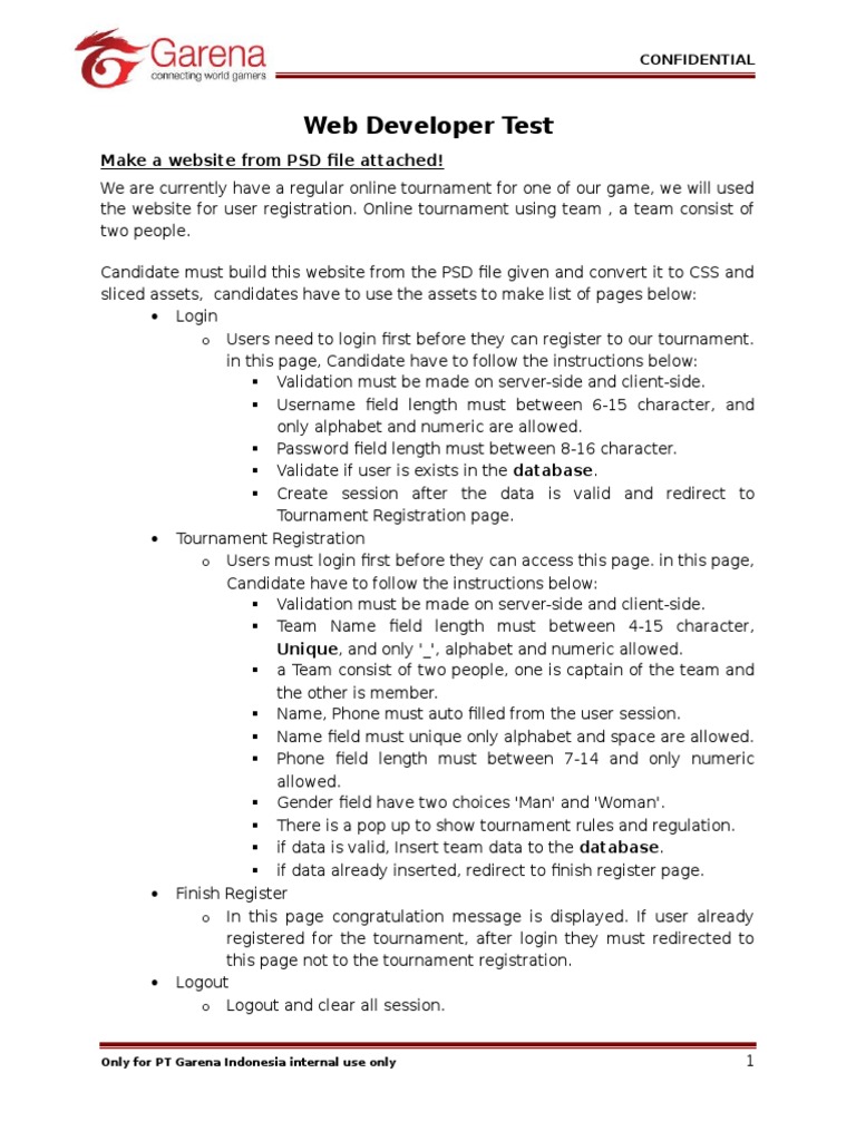 Soal Tes Web Developer Test - V1 | PDF | Password | User (Computing)