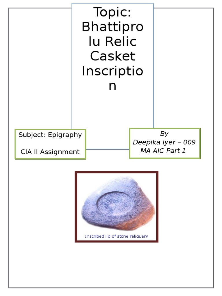 Bhattiprolu Relic Casket Inscription | PDF | Languages Of India | Writing
