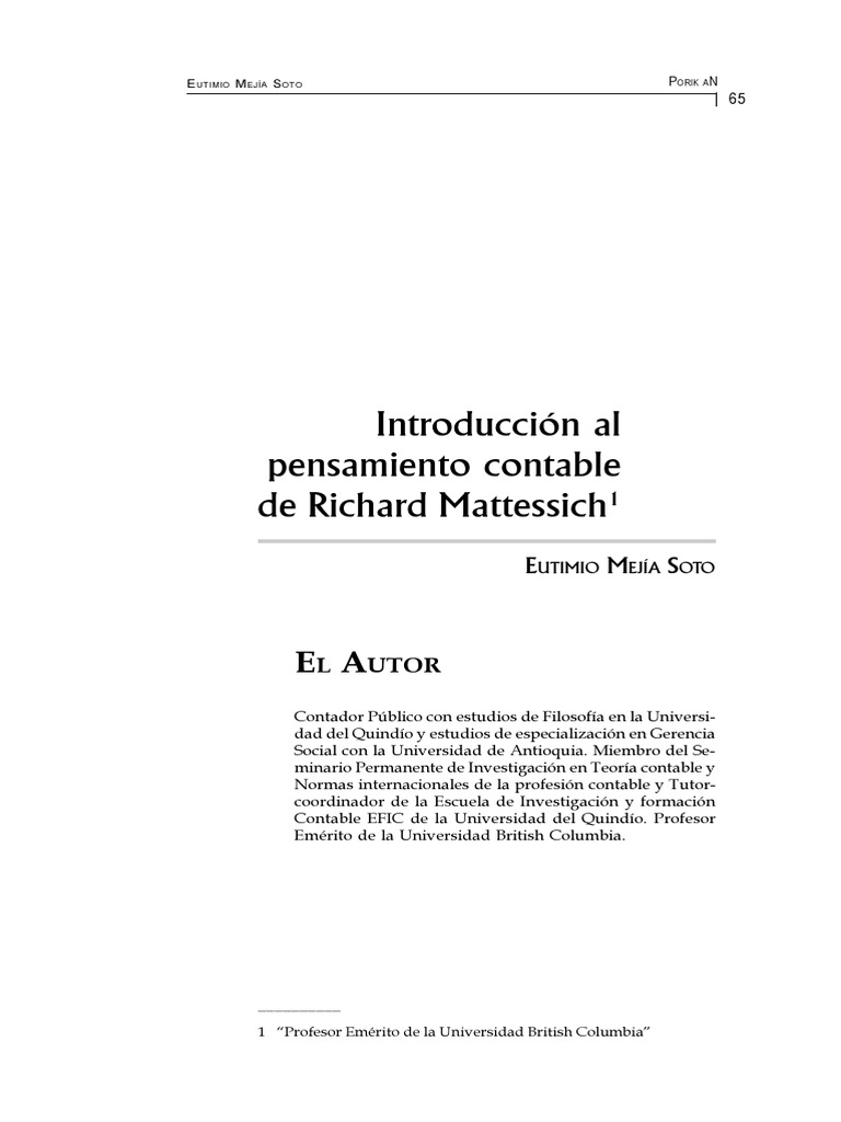 Richard Mattessich | PDF | Science | Contabilidad