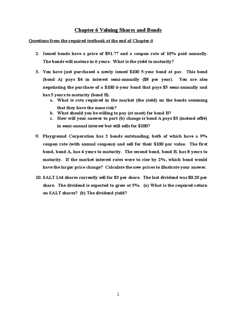 Valuing Shares & Bonds: Key Questions | PDF | Bonds (Finance) | Yield (Finance)