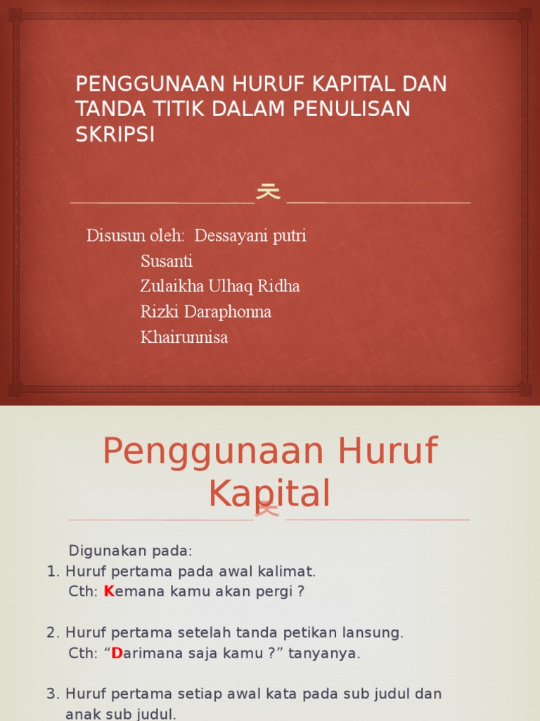 Penggunaan Huruf Kapital Dan Tanda Titik Dalam Penulisan | PDF