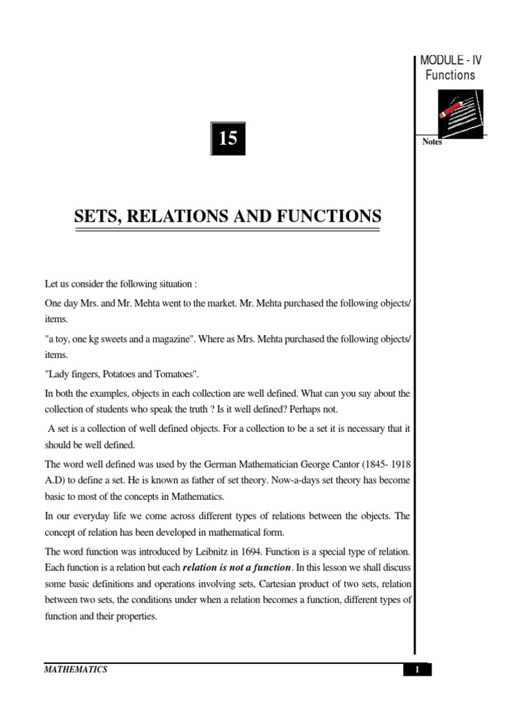 Sets, Relations, and Functions Overview | PDF | Teaching Methods ...