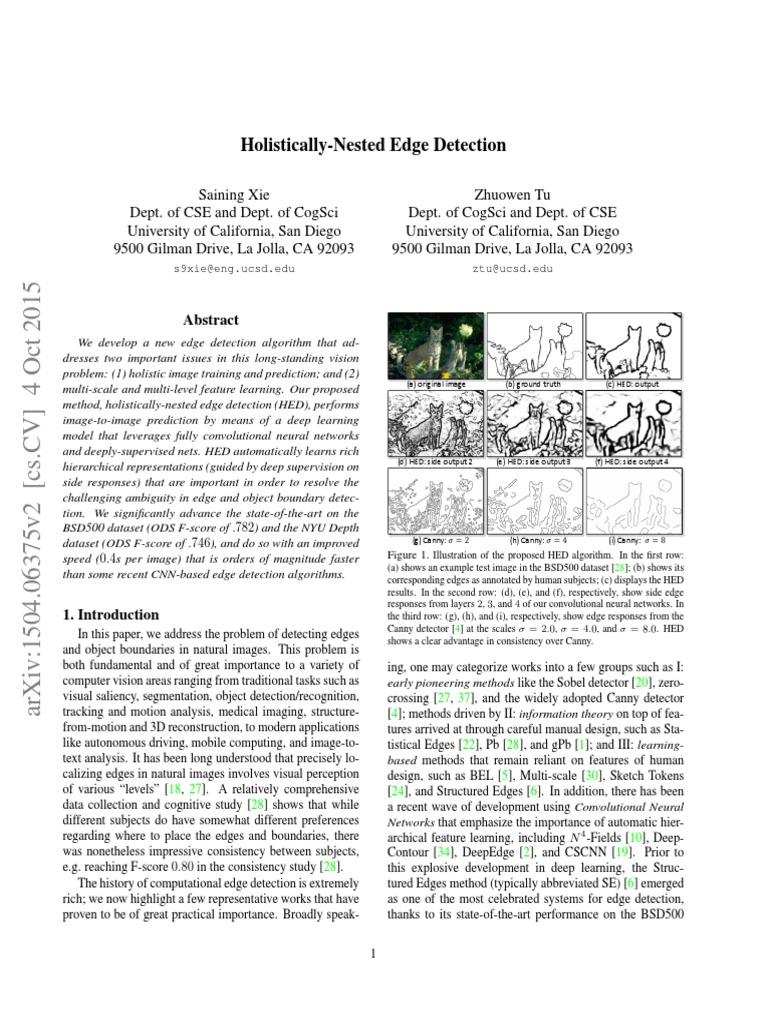 Holistically-Nested Edge Detection | PDF | Deep Learning | Artificial Neural Network