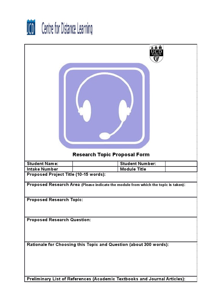 Research Topic Proposal Form: (Please Indicate The Module From Which ...