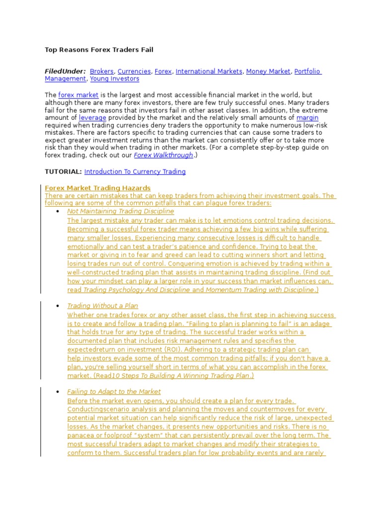 Why Forex Traders Often Fail | PDF | Leverage (Finance) | Foreign ...