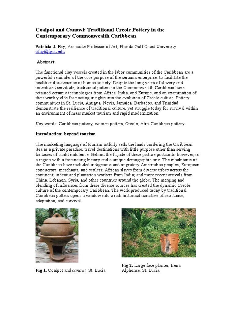 Coalpot and Canawi Traditional Creole Pottery in The Contemporary ...