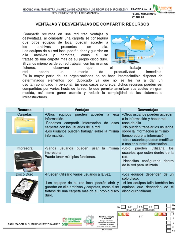 Practica 14 - Ventajas y Desventajas de Compartir Recursos | PDF ...