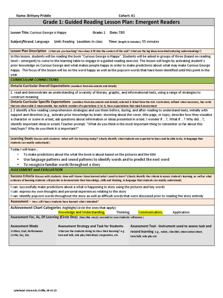 Guided Reading Lesson Plan | PDF | Educational Assessment | Curriculum