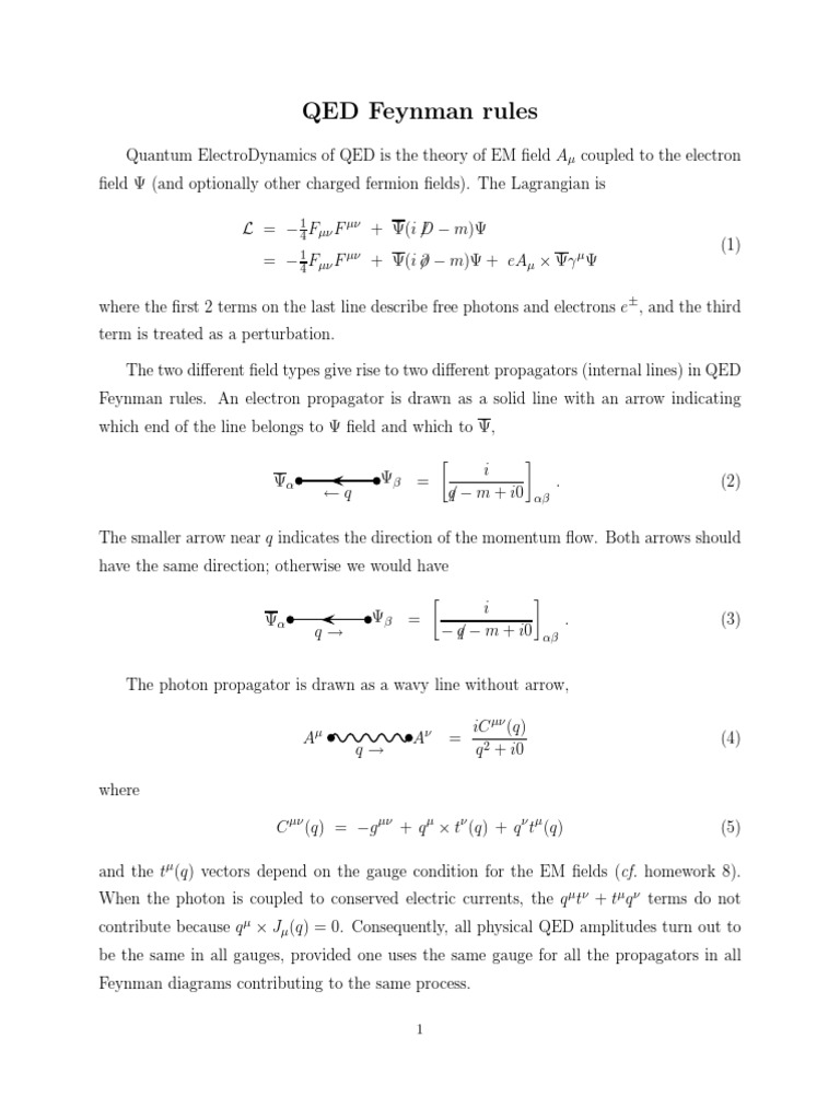 QED Feynman Rules | PDF | Quantum Electrodynamics | Gauge Theory