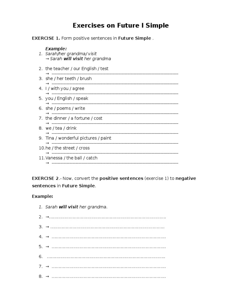 Exercises On Simple Future Tense | PDF