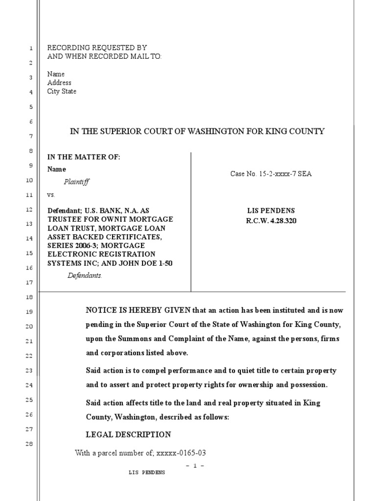 Sample Lis Pendens | PDF