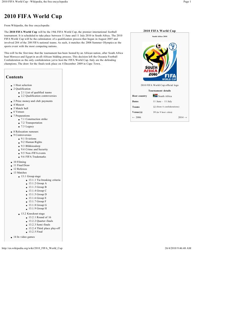 2010 FIFA World Cup - Wikipedia, The Free Encyclopedia | Fifa World Cup ...