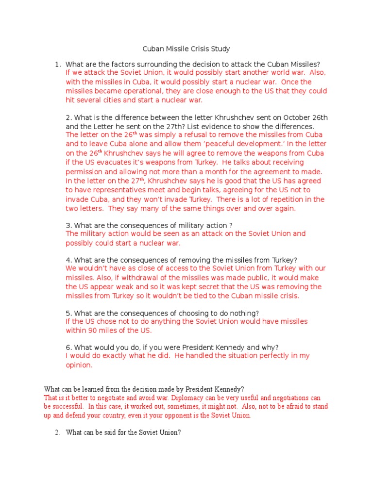 Cuban Missile Crisis Study | PDF | Cuban Missile Crisis | Nuclear Warfare
